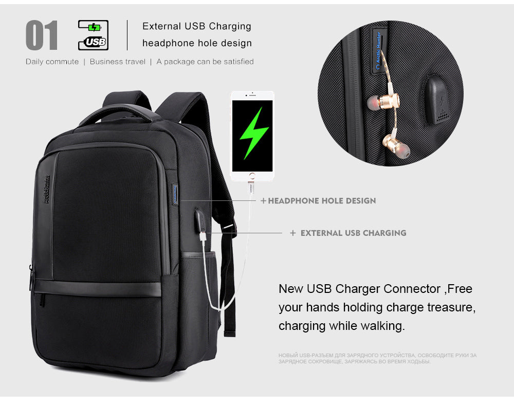 Men 's Waterproof College/School Backpack -Black,Blue,Gray