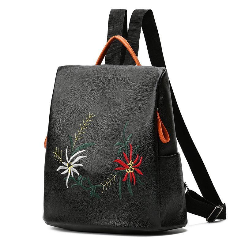 Fashion Women's Embroidered PU Leather Backpacks