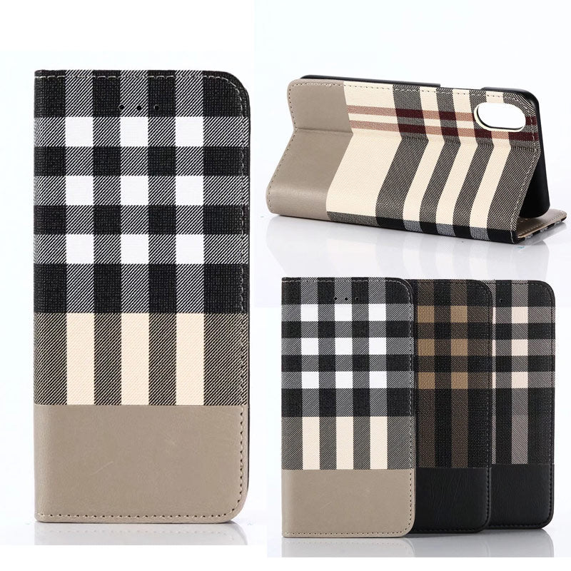 Luxury Wallet Grid Pattern Business Case for Apple IPhone X With Card
