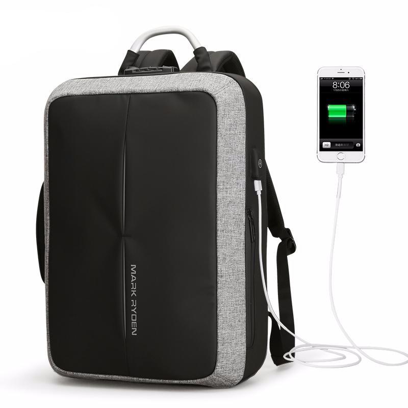 Fashion Anti Theft USB Charging Backpack With Custom Lock - Black,Gray