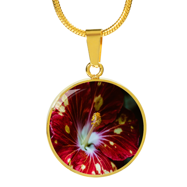 Bright Red Flower Luxury Pendant Necklace and Bangle - Gold,Silver