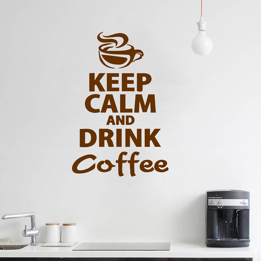 "Keep Calm And Drink Coffee" Wall Stickers - Black,Red,White,Brown,Lig