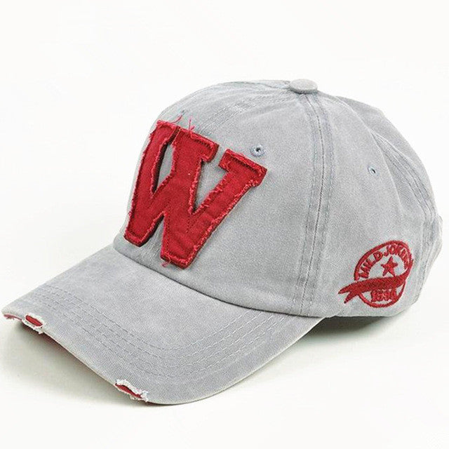 Letter W Cotton Embroidery Baseball Hats Snapback For Men