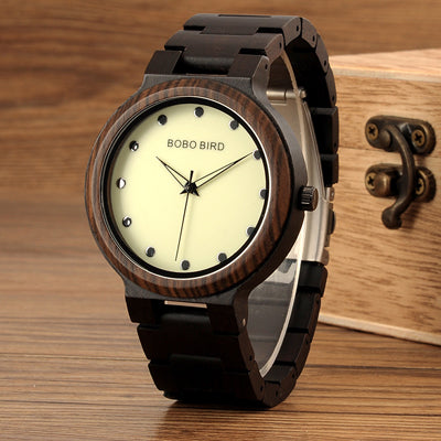 Men's Wood Watch with Luminous Dial Face