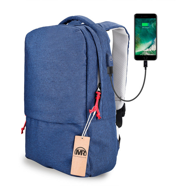 Fashion Waterproof Backpack With External USB Charge for 15.6" Laptop