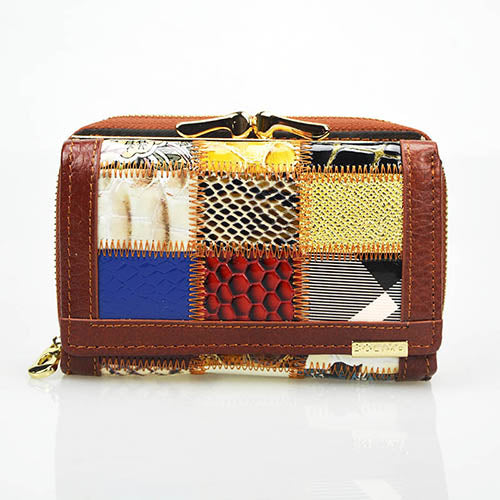 3 Fold Fashion Patchwork Women's Wallets - Brown,Red,Black